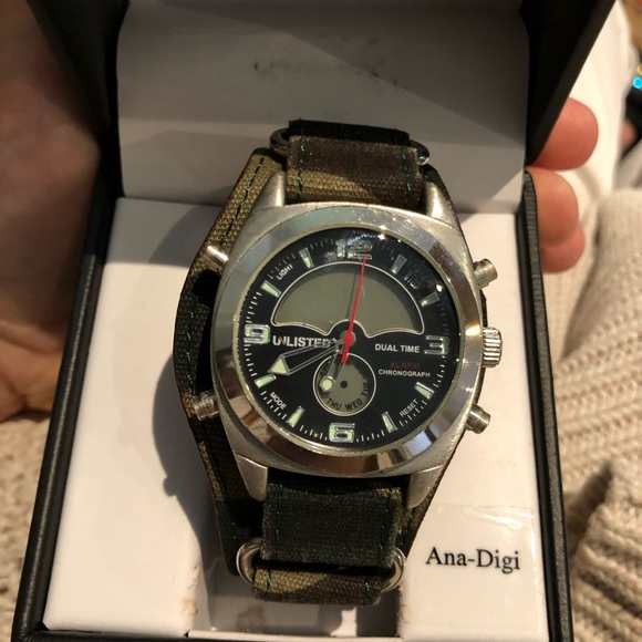 Unlisted | Accessories | Mens Unlisted Army Pattern Anadigi Watch ...